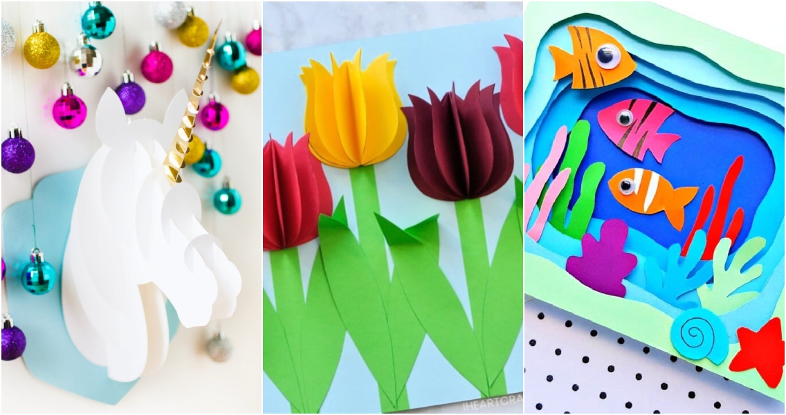 15 Easy 3D Paper Crafts for Kids (3D Paper Art Ideas)