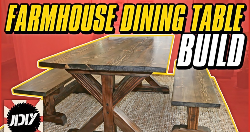 DIY Farmhouse Dining Table with Free Plans