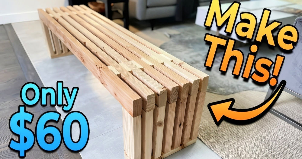 Modern DIY Bench with Free Plan