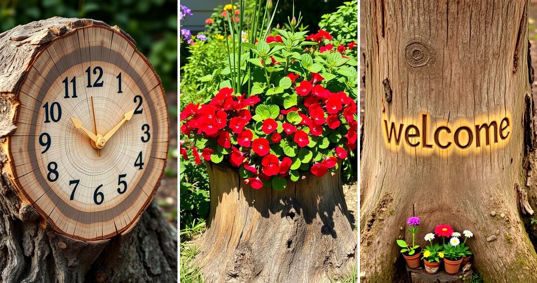 24 Creative Tree Stump Decorating Ideas for Outdoor Spaces